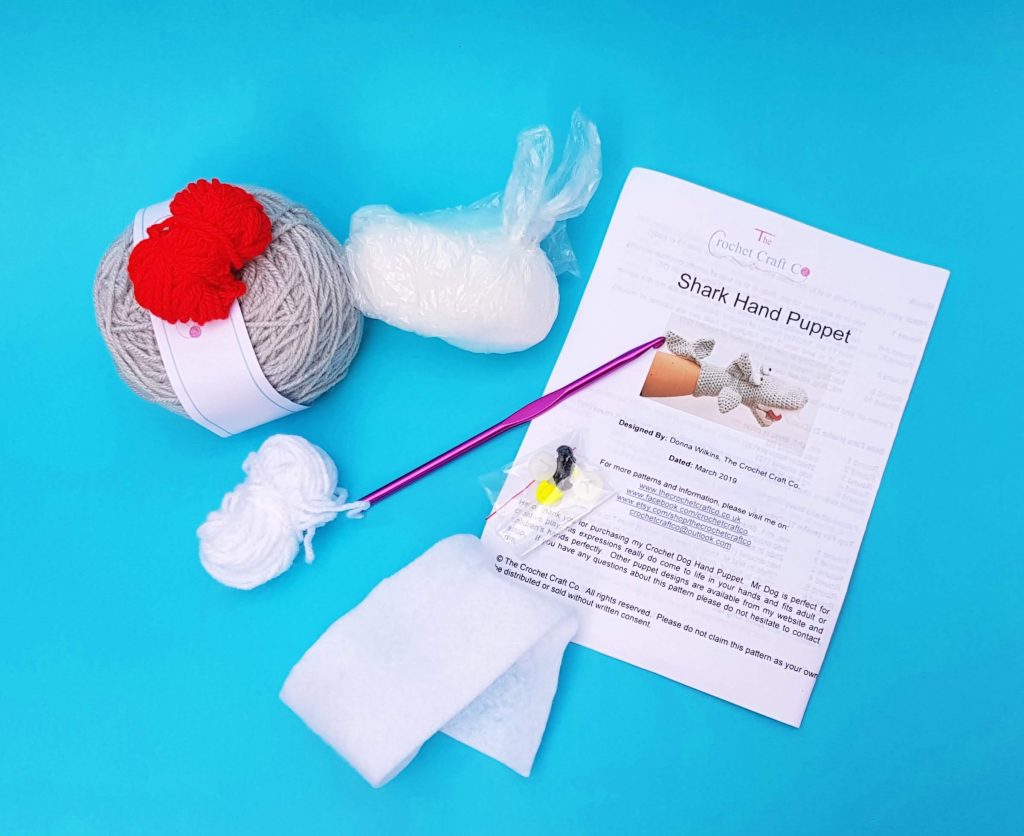 Crochet Kit - Shark Hand Puppet - The Crochet Craft Co