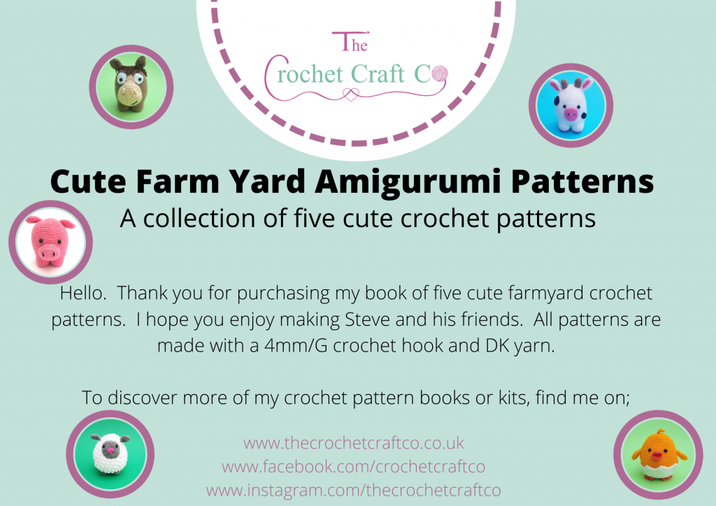 Crochet Pattern Book - Cute Farmyard Animals (5 patterns) Digital ...